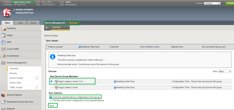 F5 BIG-IP HA Active Standby Configuration